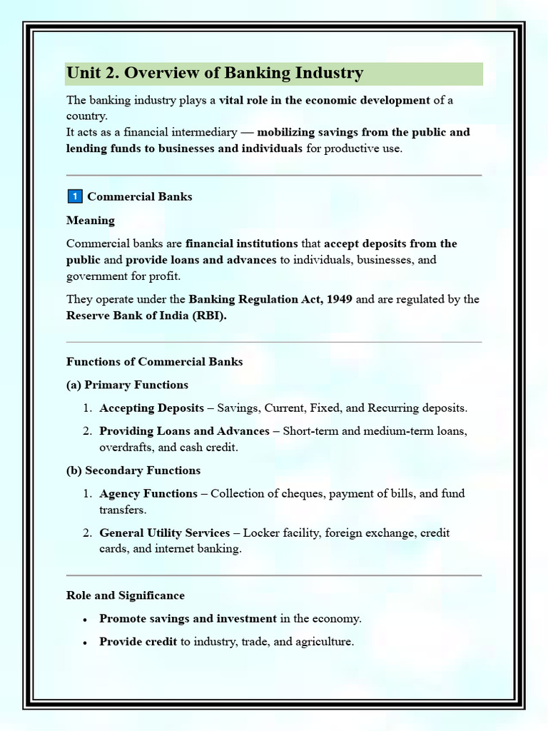 Overview of Banking Industry in India | PDF | Banks | Market Liquidity