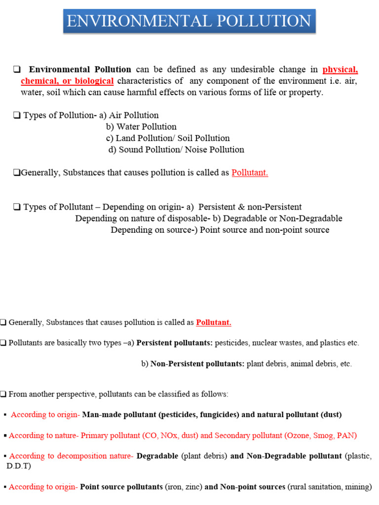 Understanding Environmental Pollution Types | PDF | Pollution | Water ...
