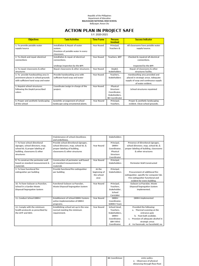 Project Safe Action Plan | PDF
