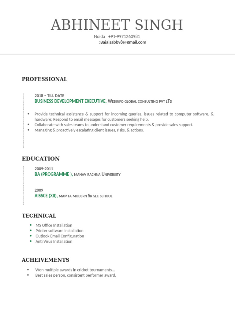 Business Development Executive Profile | PDF