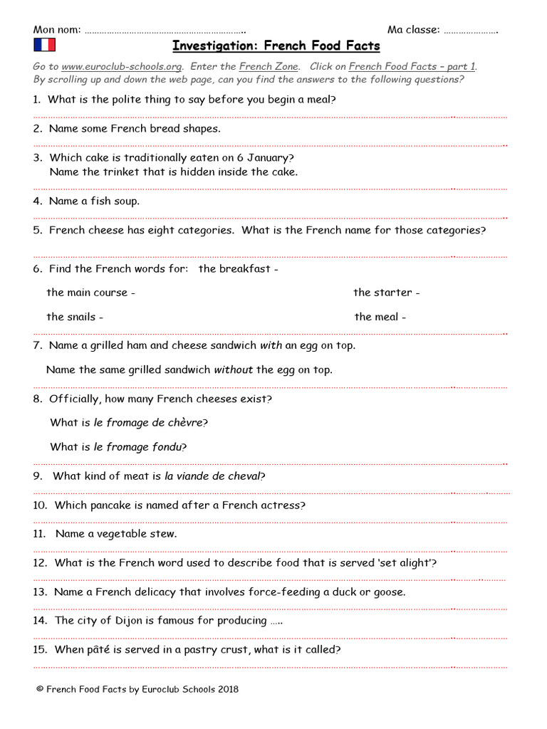 French Food Facts Investigation Guide | PDF