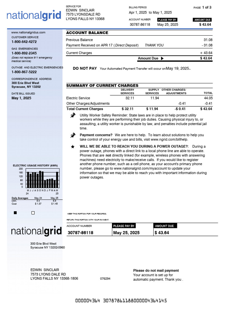 NG_Bill_2025-05-01 | PDF | Electrical Grid | Fee