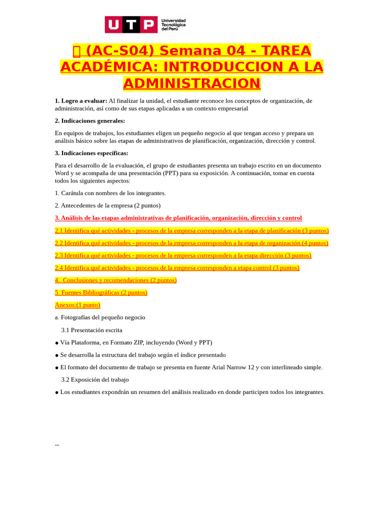 ? (AC-S02) Semana 02 - TAREA ACADÉMICA INTRODUCCION A LA ADMINISTRACION_ | PDF