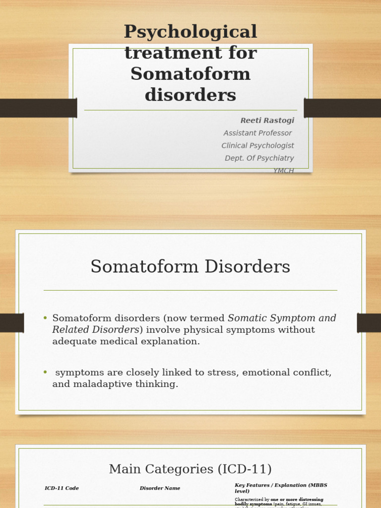 Psychological Treatment for Somatoform [Autosaved] | PDF | Mental ...
