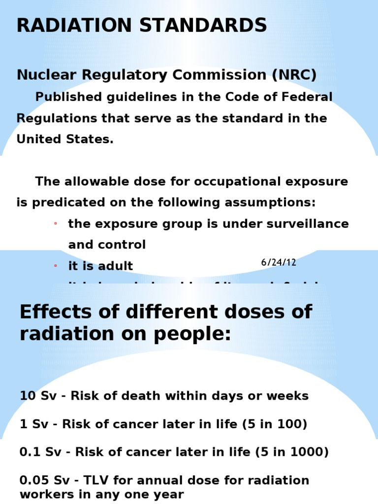 Radiation Standards: Nuclear Regulatory Commission (NRC) | PDF ...