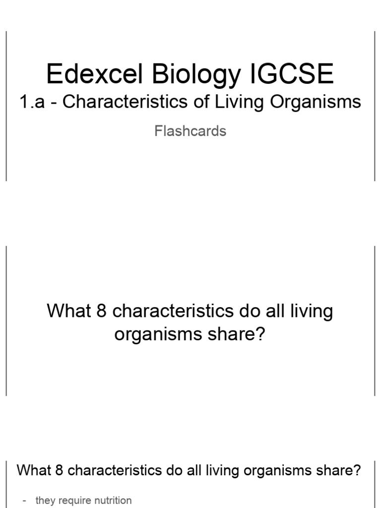 Characteristics of Living Organisms Flashcards | PDF
