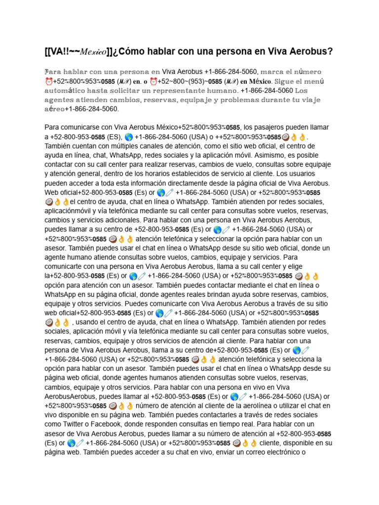 [[VA!!~~Mexico]]¿Cómo hablar con una persona en Viva Aerobus? | PDF | Chat en linea | Red mundial