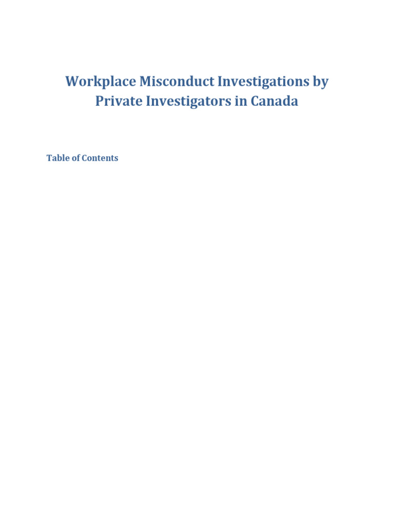 Workplace Misconduct Investigations by Private Investigators in Canada ...