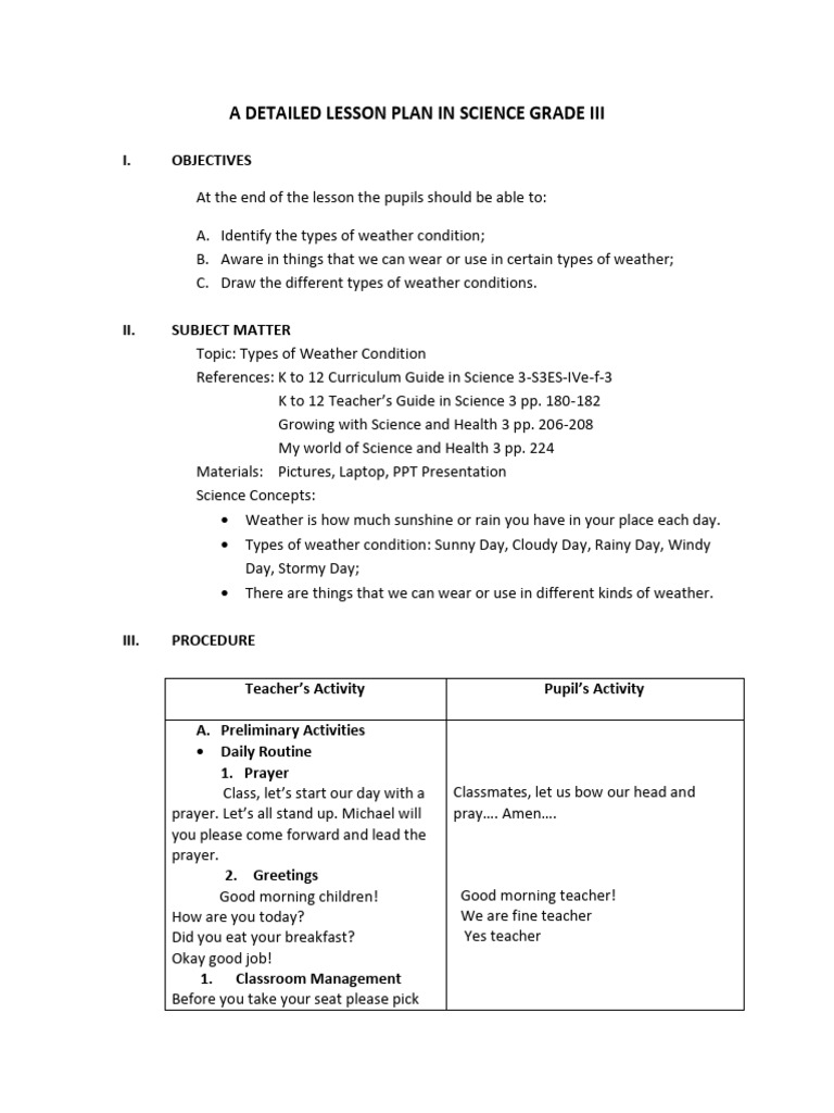 Grade III Science Lesson on Weather | PDF | Sky | Weather