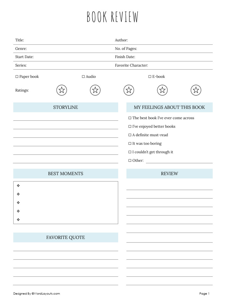 Book Review Template 17-12-86eqxvuh1 | PDF