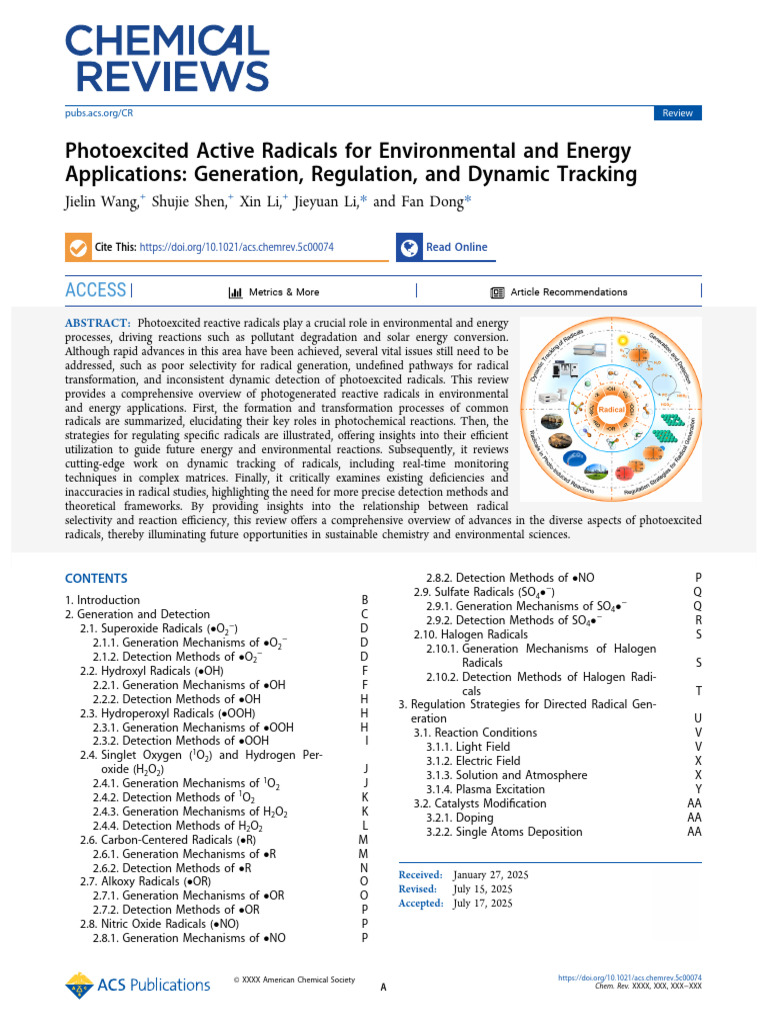 Photoexcited Radicals in Energy & Environment | PDF | Electron ...