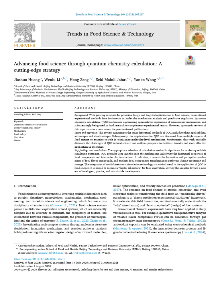Quantum Chemistry in Food Science | PDF | Density Functional Theory ...