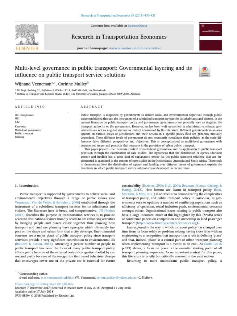 Multi-Level Governance in Public Transport | PDF | Taxes | Governance