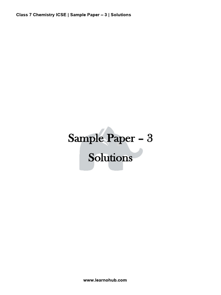 Sample Paper 3_Class 7 Chemistry ICSE_Solutions | PDF | Mixture | Acid