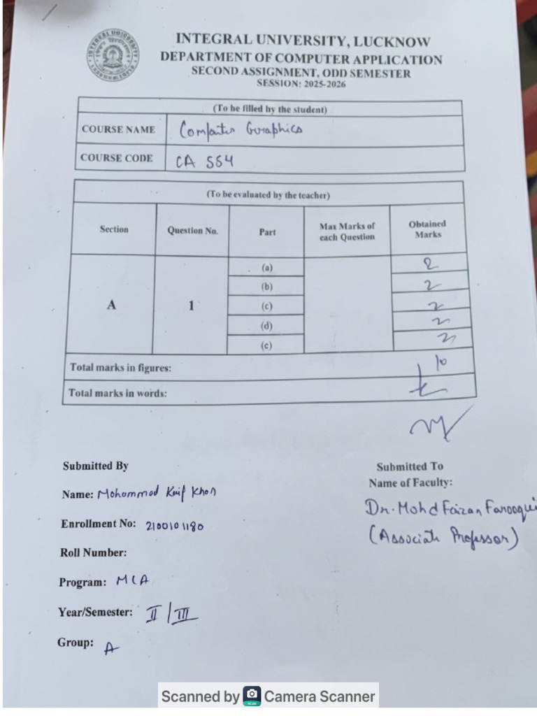 Kaif Computer Graphics Assignment | PDF