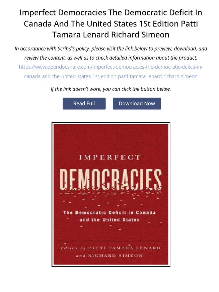 Imperfect Democracies The Democratic Deficit In Canada And The United ...