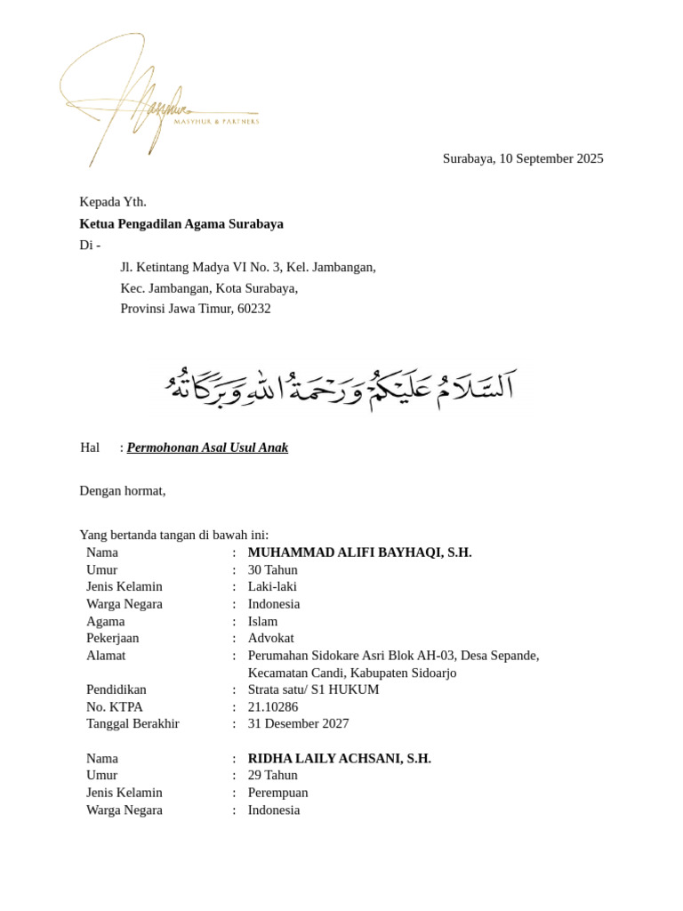 Permohonan Asal Usul Anak Revisi | PDF