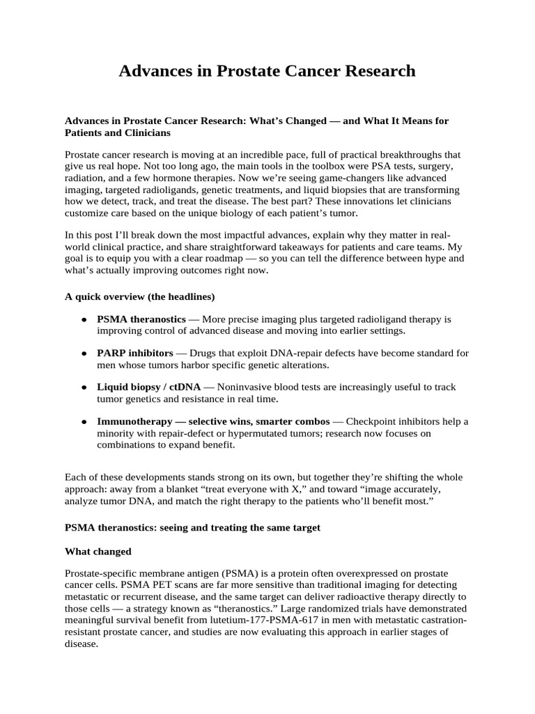 Advances in Prostate Cancer Research | PDF | Prostate Cancer | Cancer