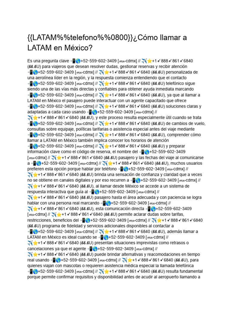 ( (LATAM%%telefono% 00) ) ¿Cómo Llamar A LATAM en México? | PDF