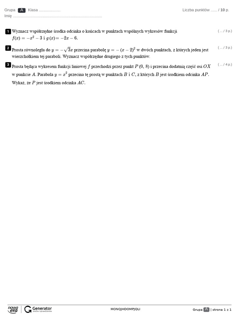 2.8. Ukady Rownan Powtorzenie Kartkowka Poziom Trudniejszy Test Z ...