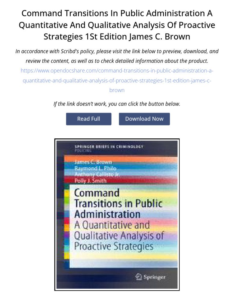 Command Transitions in Public Administration A Quantitative and ...