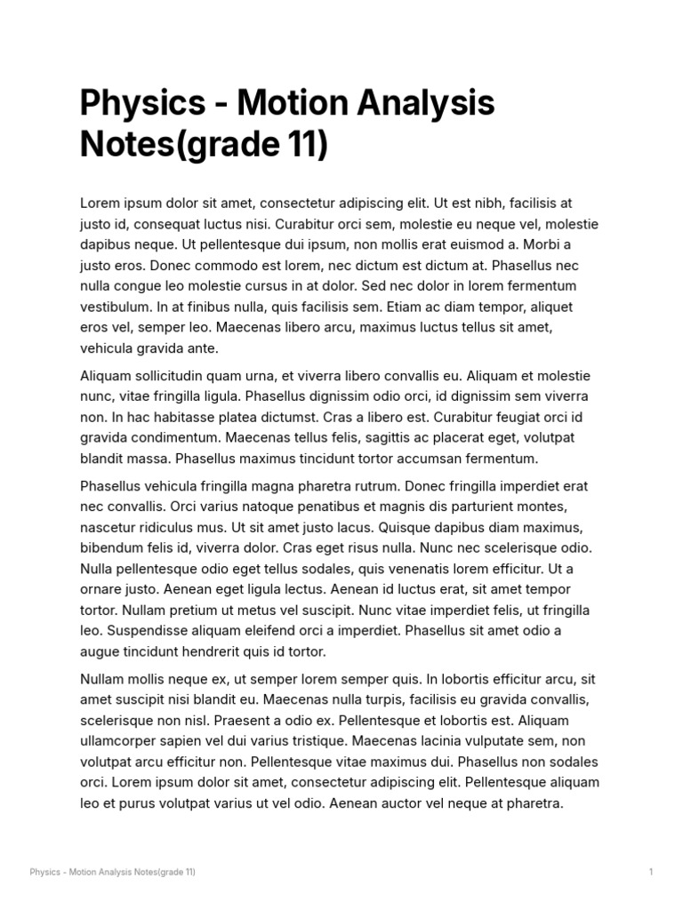 Physics_Motion_Analysis_Notes(grade_11) | PDF