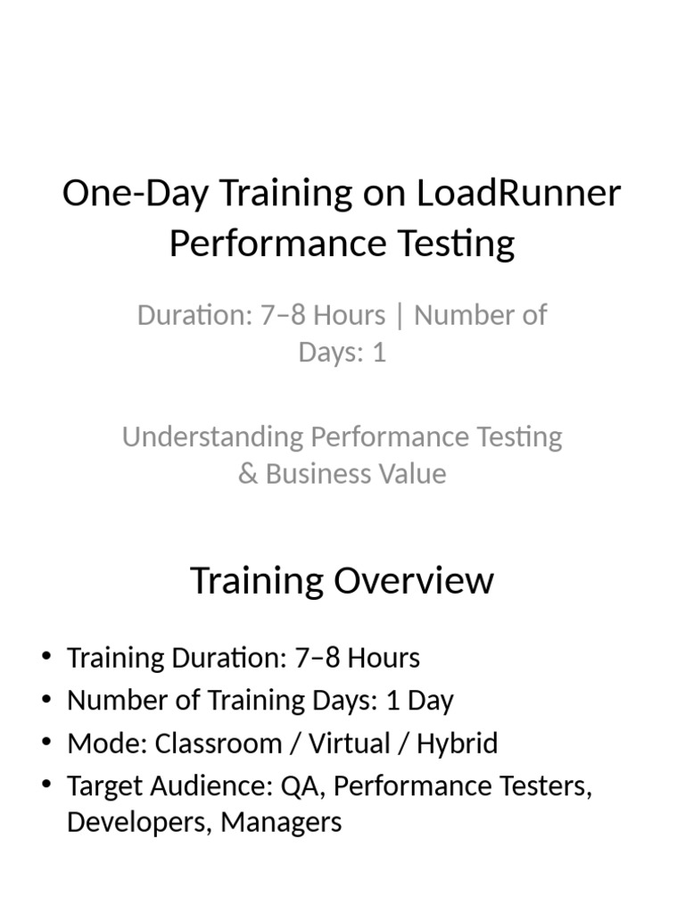 One-Day LoadRunner Performance Testing Training OracleEBS | PDF ...
