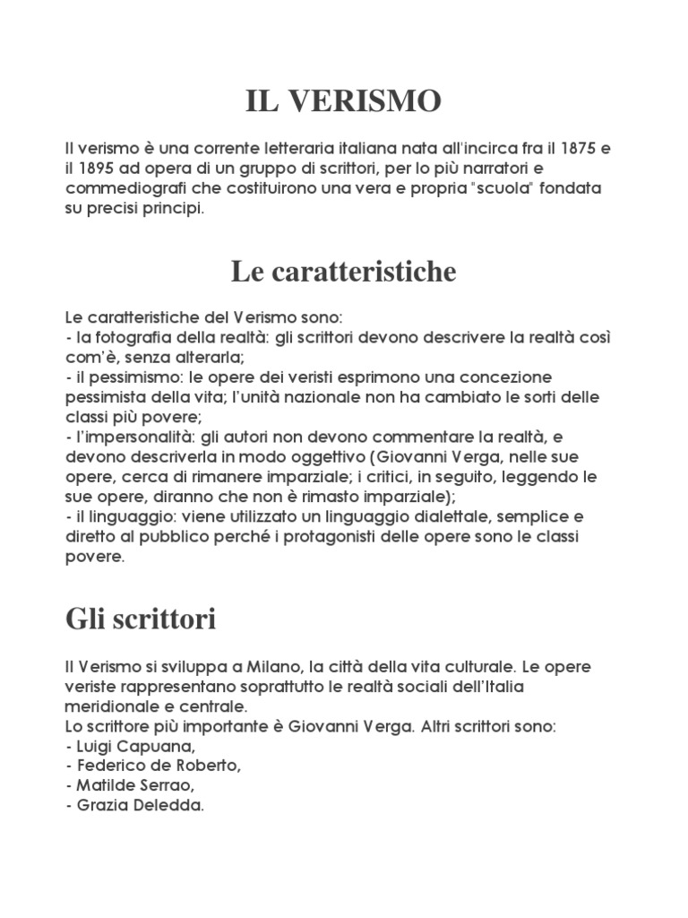 Il Verismo | PDF