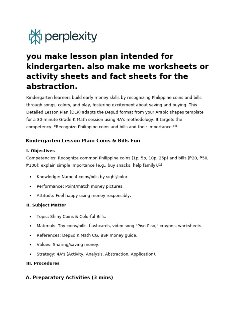 you make lesson plan intended for kindergarten. al | PDF | Lesson Plan