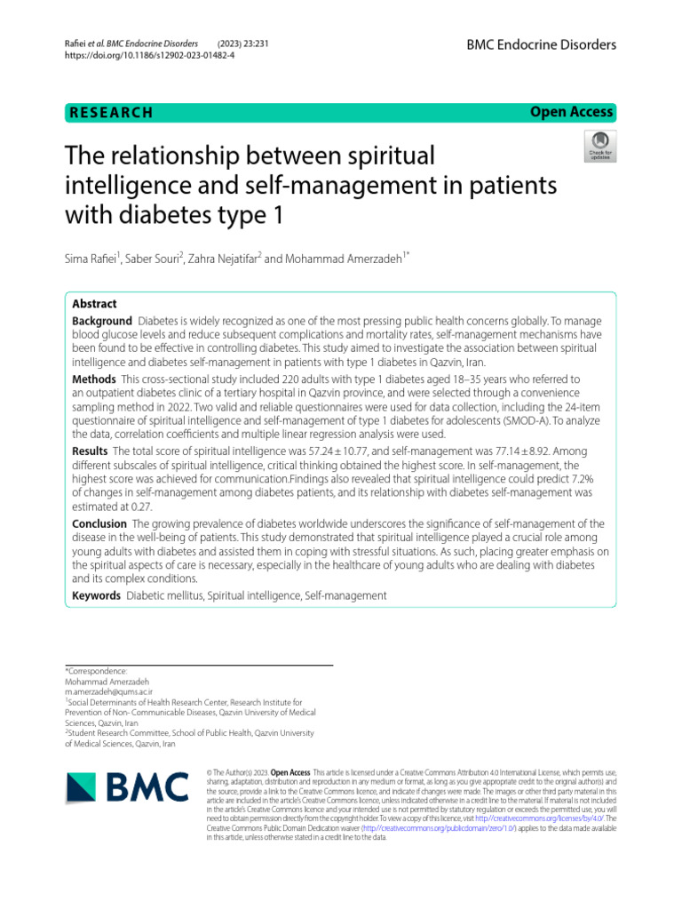 The Relationship Between Spiritual Intelligence and Self-management in ...