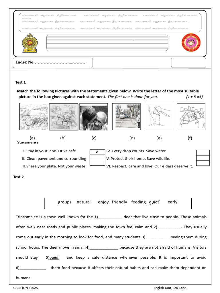English - Grade 11 - Third Term Test 2025 - Trinco (1) | PDF ...