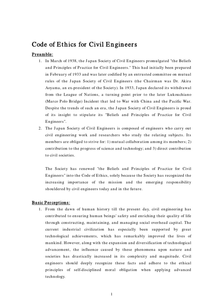 Code of Ethics For Civil Engineers | PDF | Engineer | Engineering