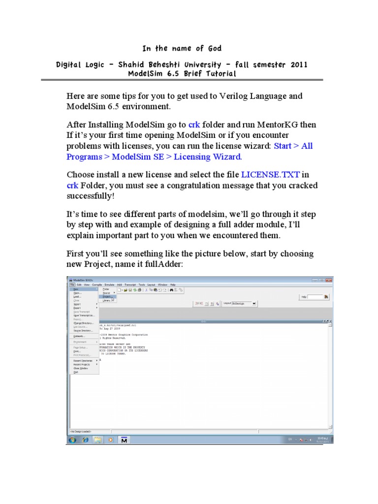SBU ModelSim 6.5 Tutorial | PDF | Library (Computing) | Computer File