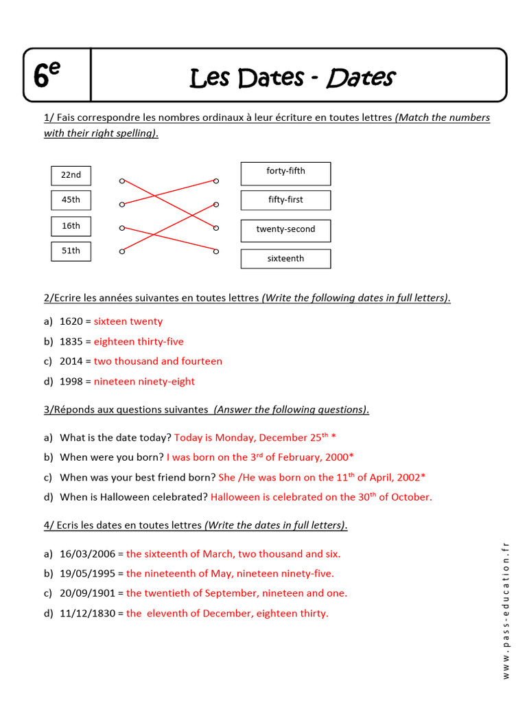 Exo Exercice Temps Vocabulaire Anglais 6eme PDF Gratuit a Imprimer | PDF