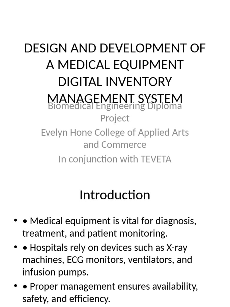 FULL Medical Equipment Digital Inventory Presentation | PDF | Medical ...