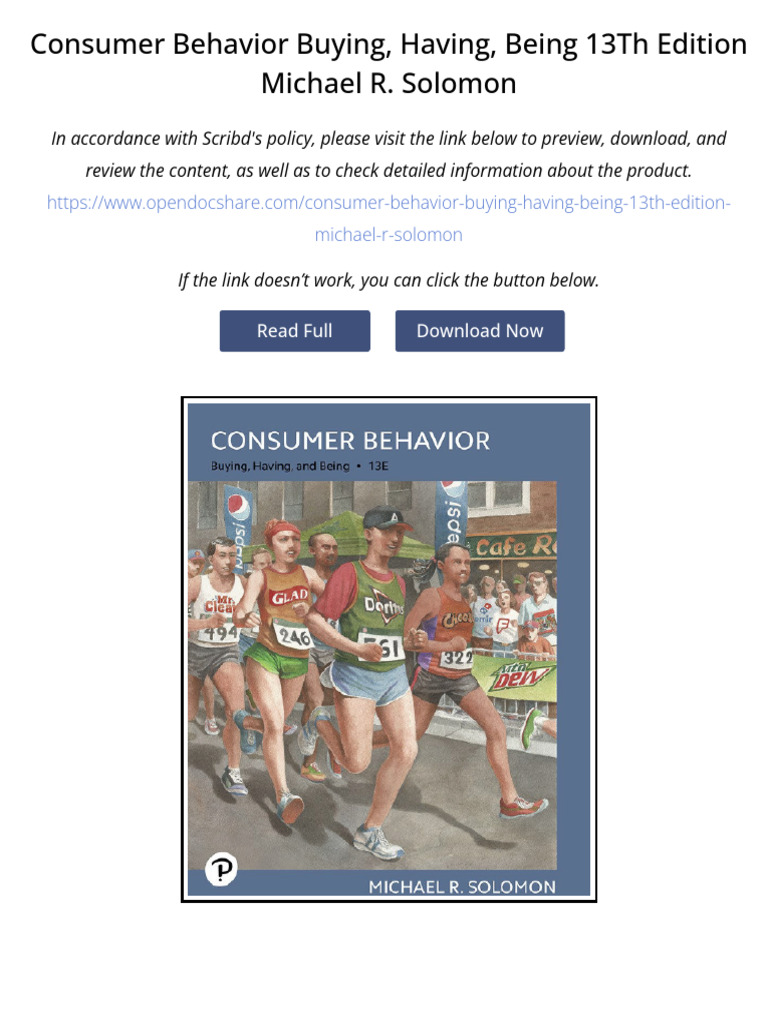 Consumer Behavior Buying, Having, Being 13th Edition Michael R. Solomon | PDF | Consumer ...