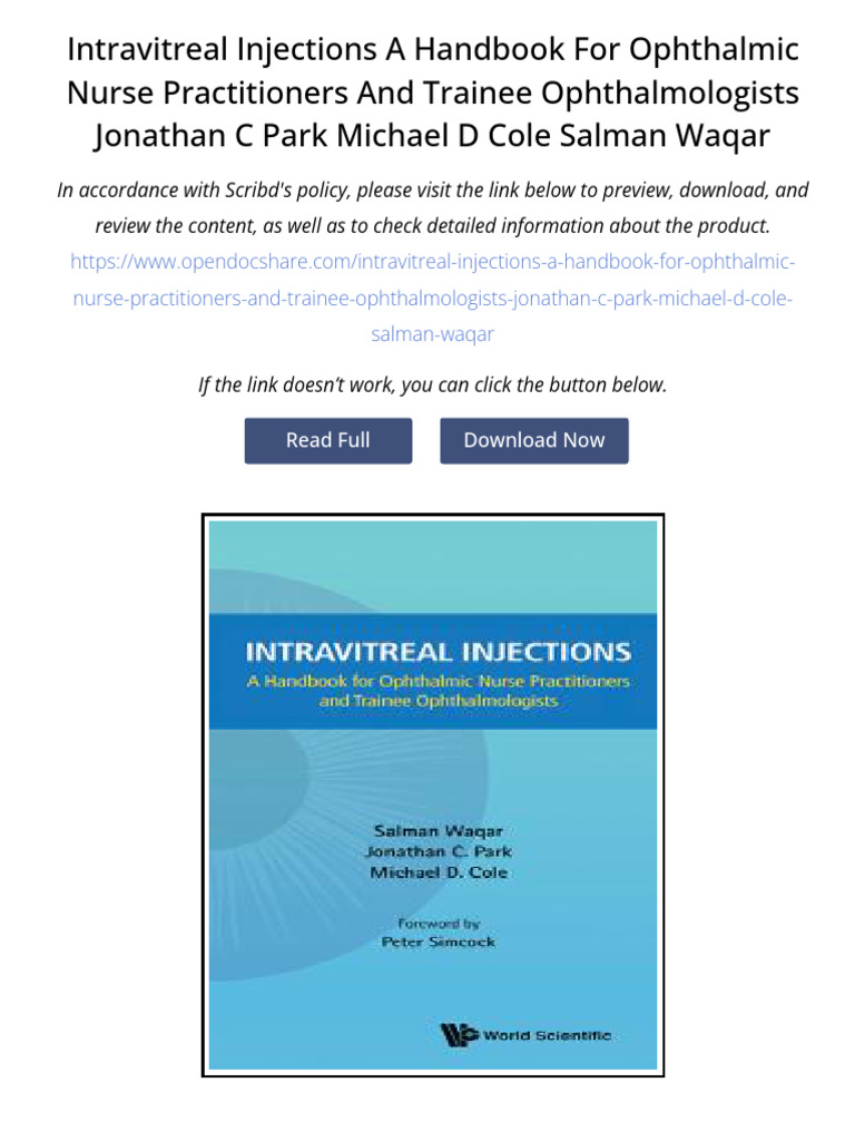 Intravitreal Injections A Handbook For Ophthalmic Nurse Practitioners ...