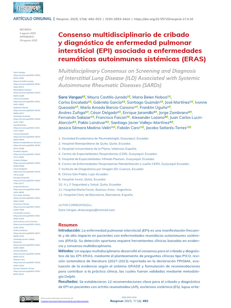 Cribado y diagnóstico de EPI en ERAS | PDF | Neumonía | Enfermedades y ...