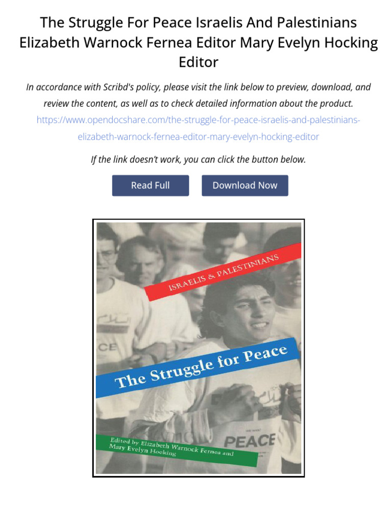 The Struggle For Peace Israelis And Palestinians Elizabeth Warnock ...