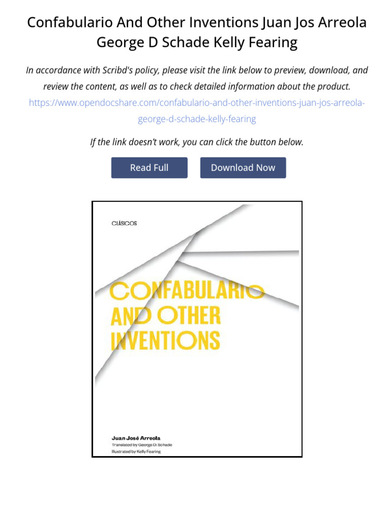 Confabulario And Other Inventions Juan Jos Arreola George D Schade ...
