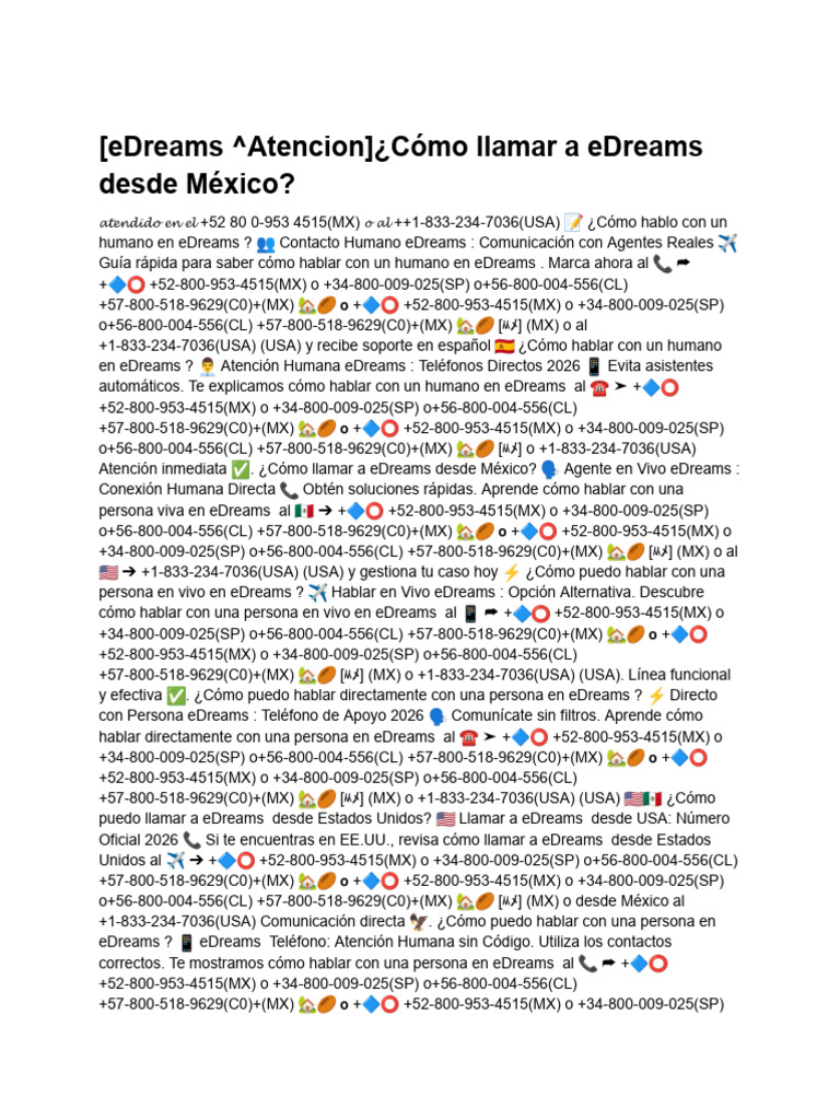 Cómo llamar a eDreams desde México | PDF
