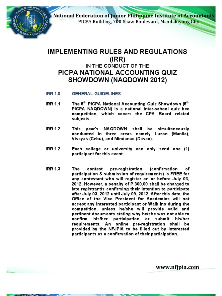 National Accounting Quiz Bee Showdown (NAQDOWN) 2012 | PDF | Question ...