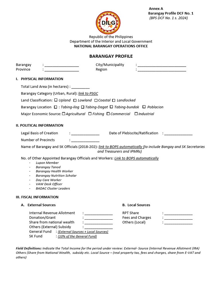 BIS BPS Annex a DCF No. 1 Revised 2024 Age Bracket | PDF