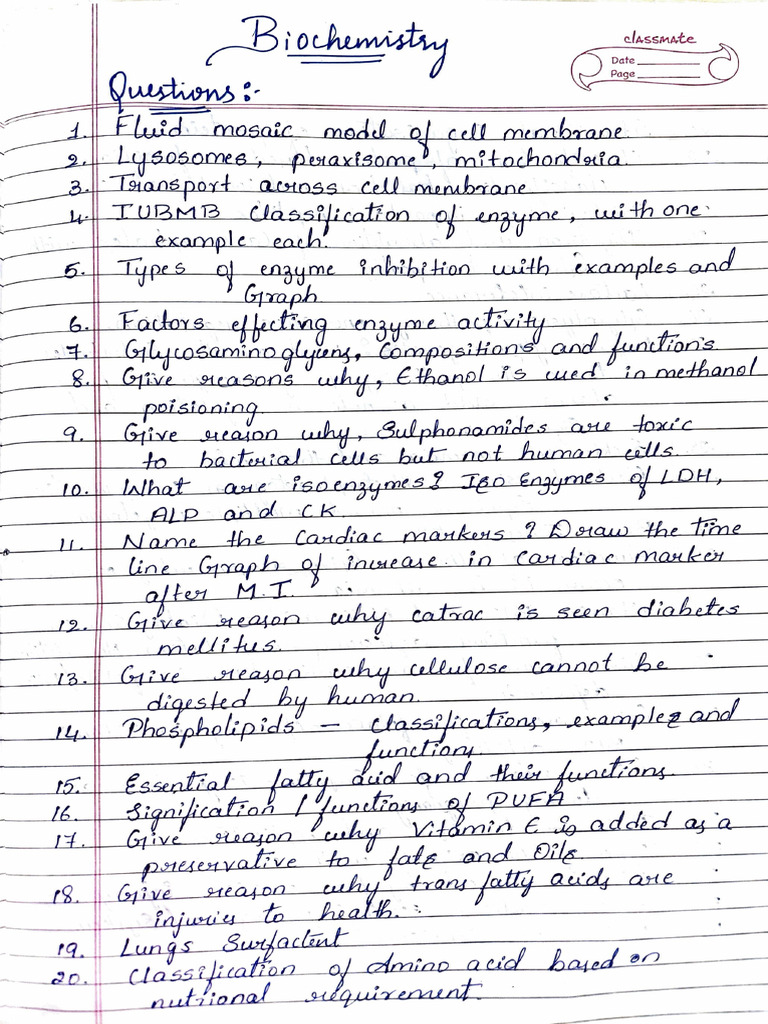 Biochemistry Question Bank | PDF