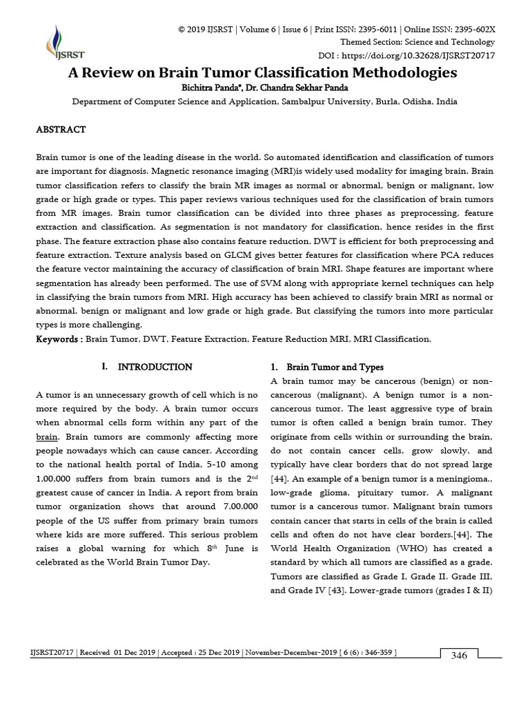 A Review on Brain Tumor Classification M | PDF | Support Vector Machine ...