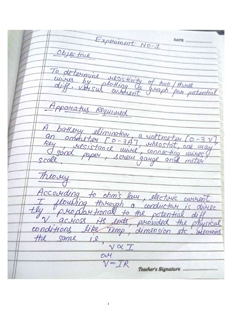 Physics Practical Ex 1 to 9 | PDF