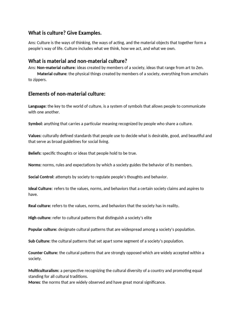 Understanding Culture: Key Concepts Explained | PDF | Society | Thought