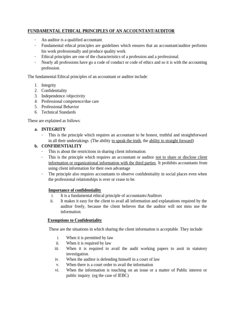 Ethical Principles for Accountants and Auditors | PDF | Audit | Accounting