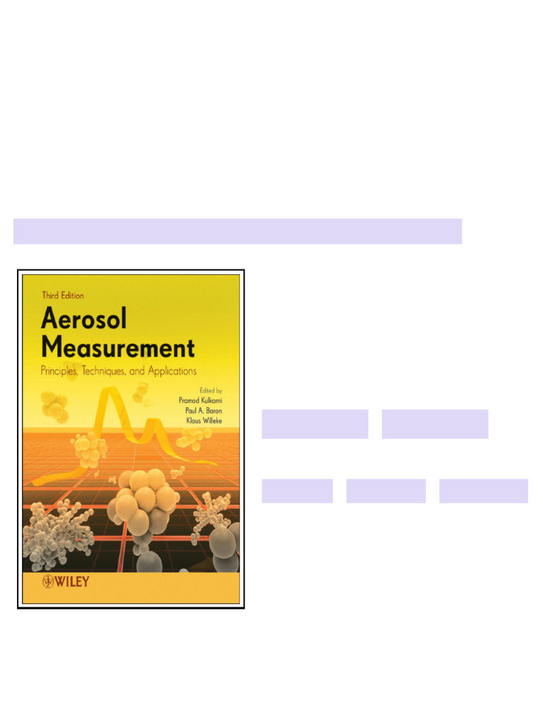 Aerosol Measurement Principles Techniques and Applications 3rd Edition ...