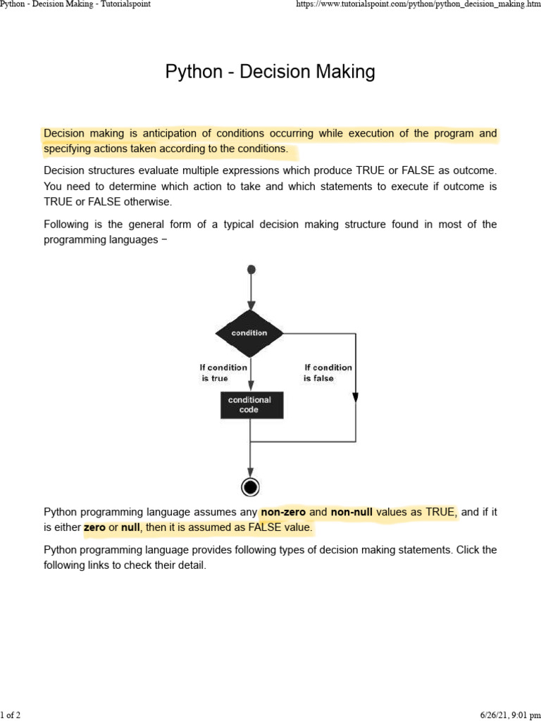 3. Python - Decision Making - Tutorialspoint | PDF | Boolean Data Type ...
